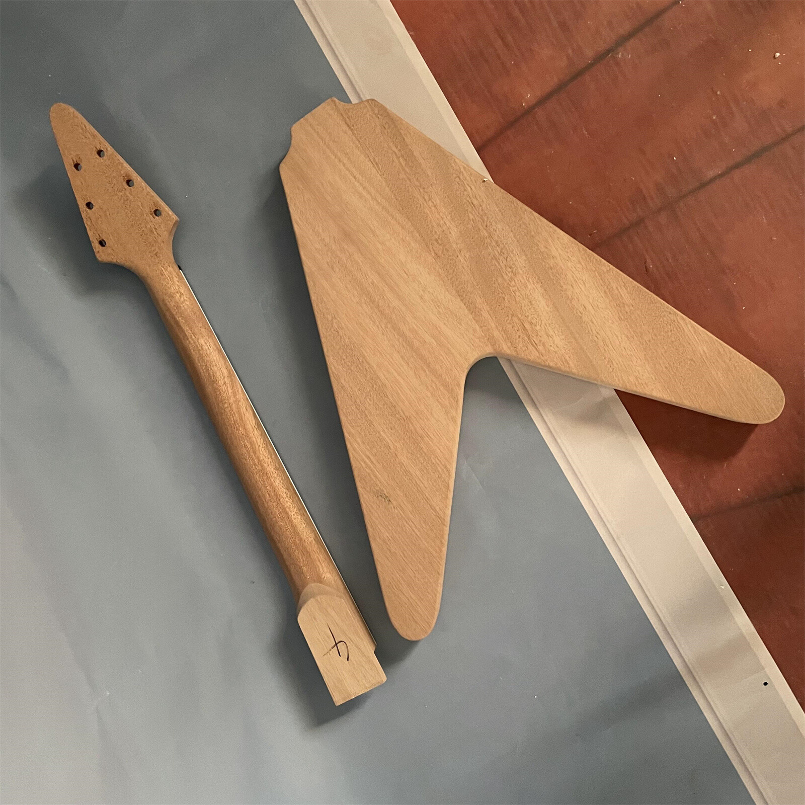 Unfinished Flying V DIY 6 Strings Electric Guitar Full Set Kits ...