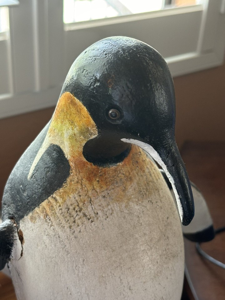 Wood Carved Penguin Statue | eBay