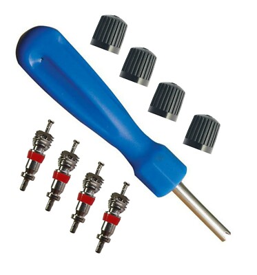 VALVE KEY WHEEL TYRE INNER TUBE VALVE REMOVER REMOVAL TOOL + 4 CORES ...