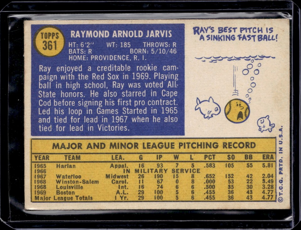 Ray Jarvis 1970 Topps #361 Boston Red Sox | eBay