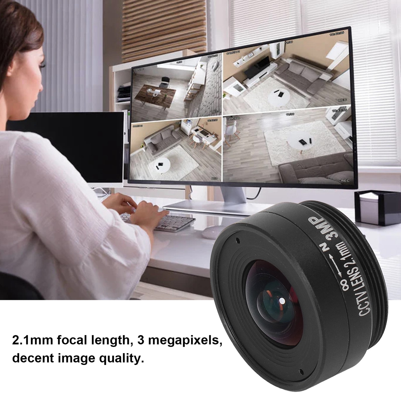 2.1mm 3MP CS Mount Lens Wide Angle CCTV Camera Lens For Home Security ...
