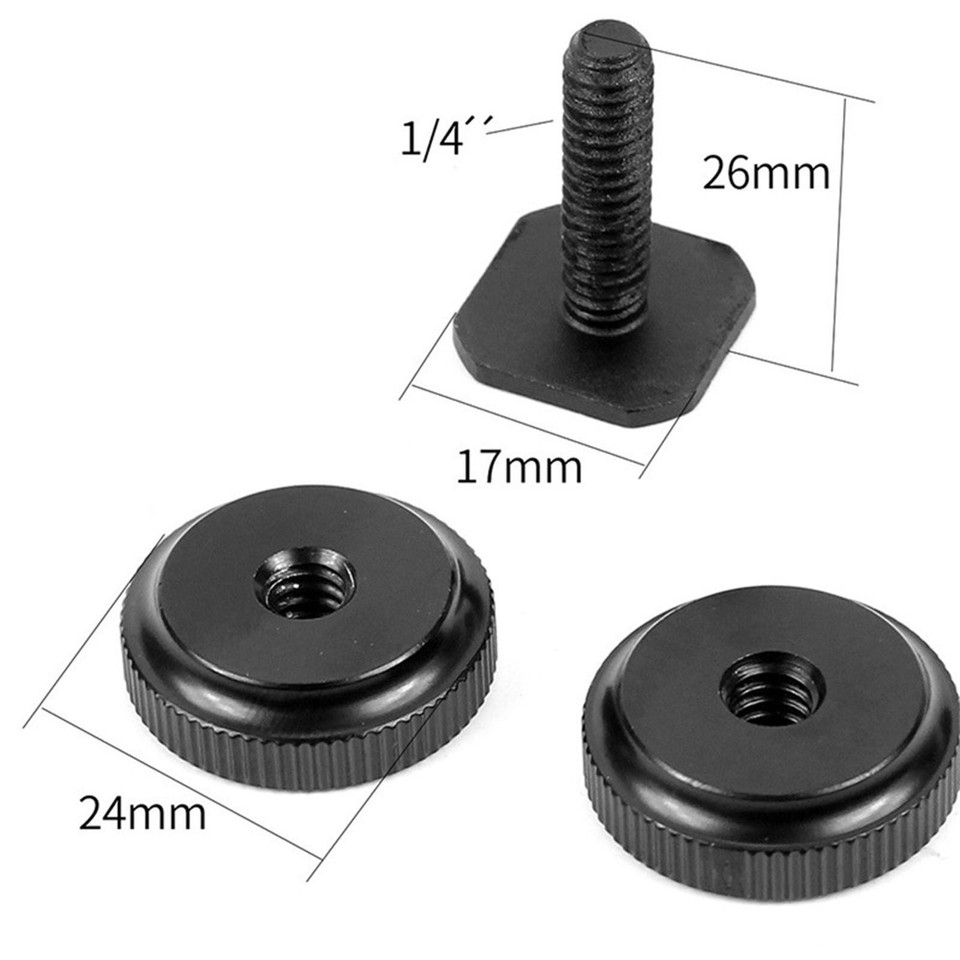 Reinforced Hot Shoe 1/4" Screw Head Adapter With Double Nut For DSLR ...