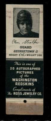 1939 Redskins Matchbook Clem Stralka With Striker SHARP! TOUGH! | eBay