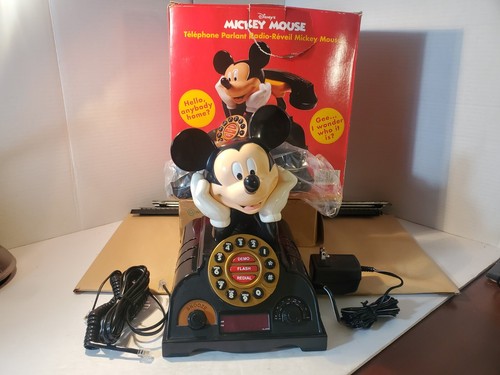 Vintage Disney Mickey Mouse Talking Alarm Clock Radio Telephone ...