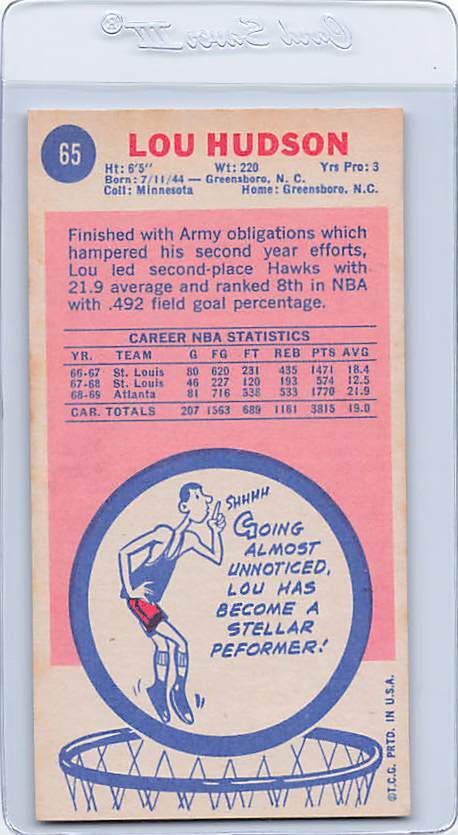 1969/70 Topps #65 Lou Hudson Hawks NM *MK2290 | eBay