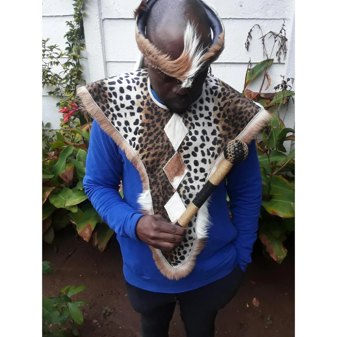 African Zulu Warrior Costume AK / Ansichtskarte Typen Afrika Zulu..