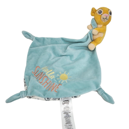 DISNEY SIMBA HELLO SUNSHINE BABY TEAL SECURITY BLANKET STUFFED ANIMAL ...