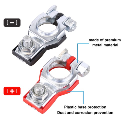 4PCS CAR BATTERY TERMINAL CLAMP CONNECTORS POSITIVE NEGATIVE RELEASE ...