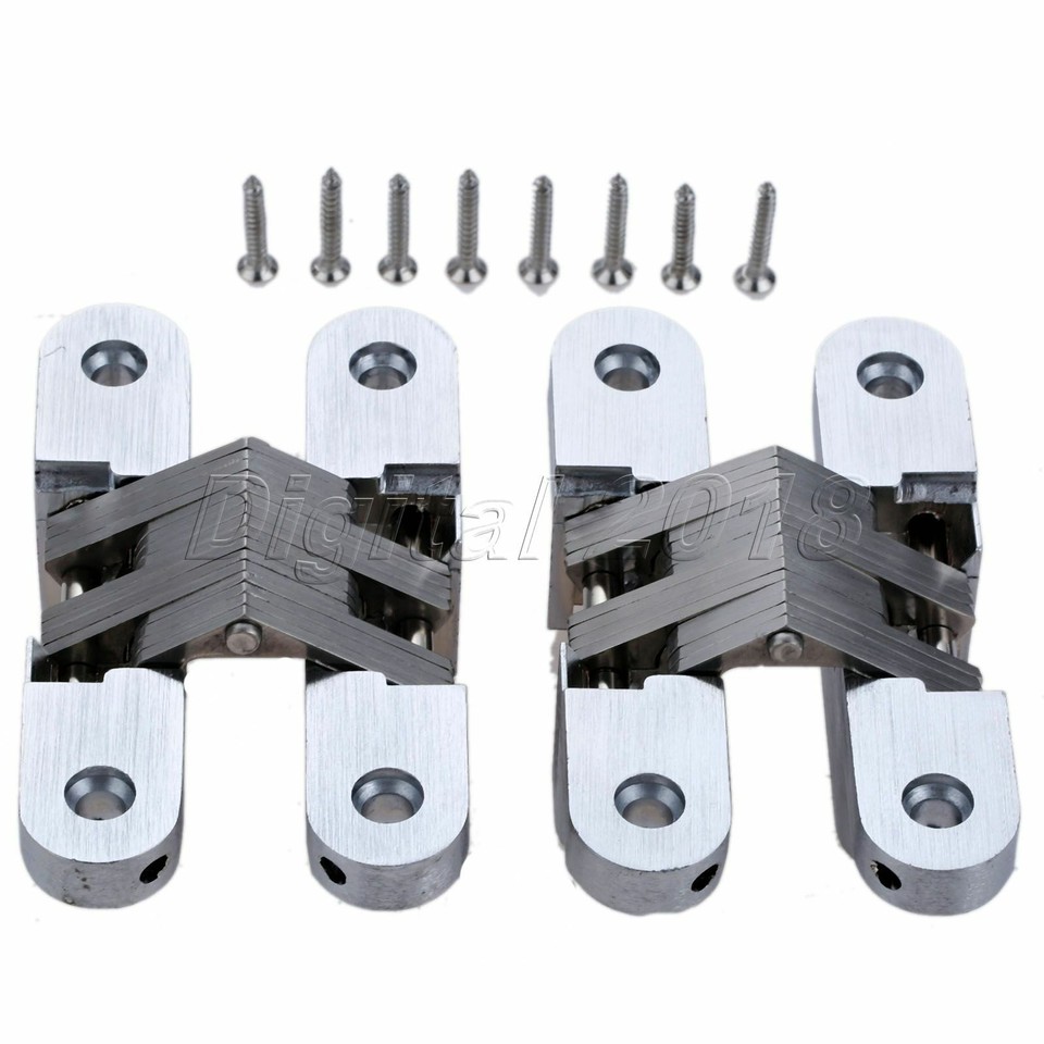2 Pcs Elegant Heavy Duty Foldable Consealed Cross Door Hinges Stainless ...