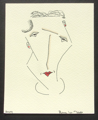 BRUCE W. HALL OUTSIDER NAIVE FOLK ART PORTRAIT ORIGINAL DRAWING 2004 ...