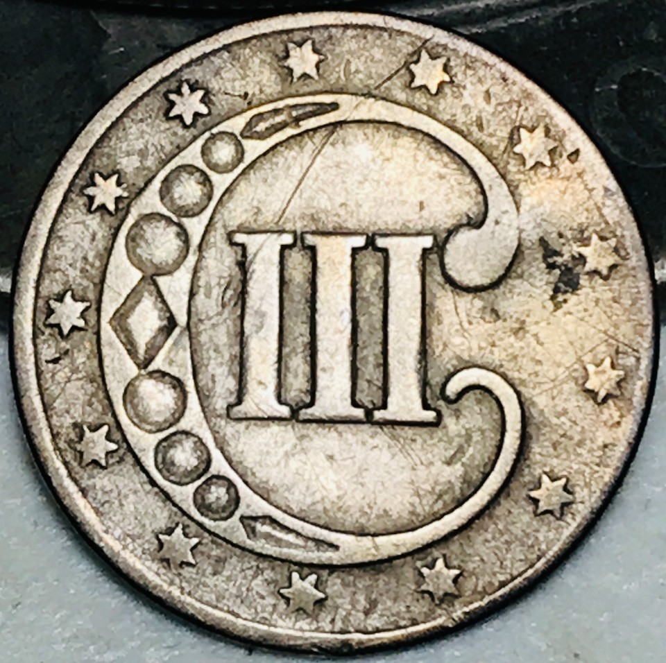 1852 Three Cent Silver Piece Trime 3c Type 1 Ungraded US Coin CC28077 ...