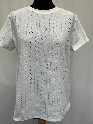 Short sleeve t-Shirt white size L round neck polyester womens | eBay