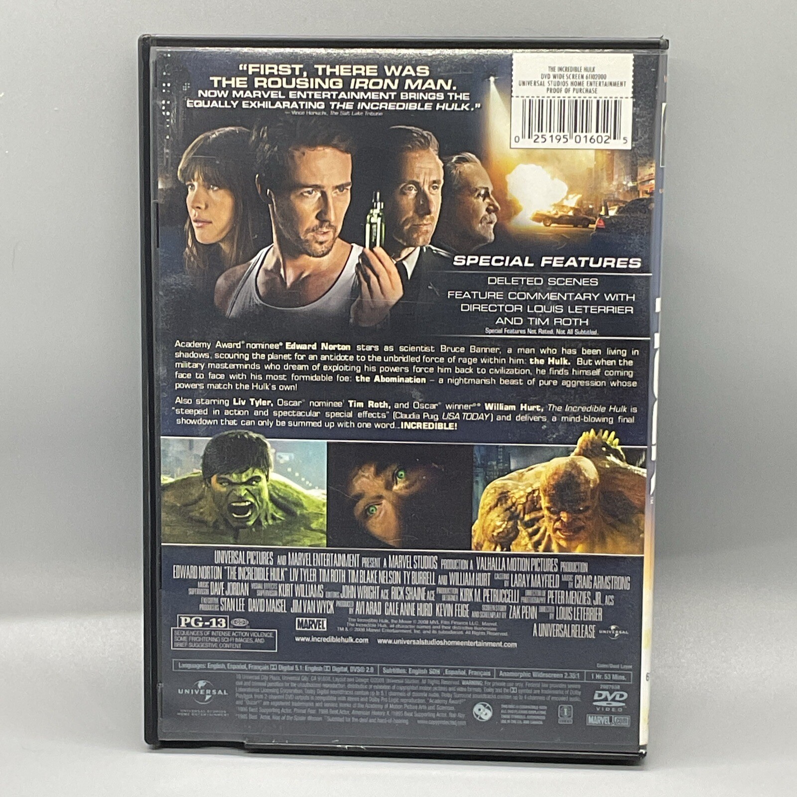 🍿 The Incredible Hulk (Widescreen Edition) - DVD By Edward Norton ...