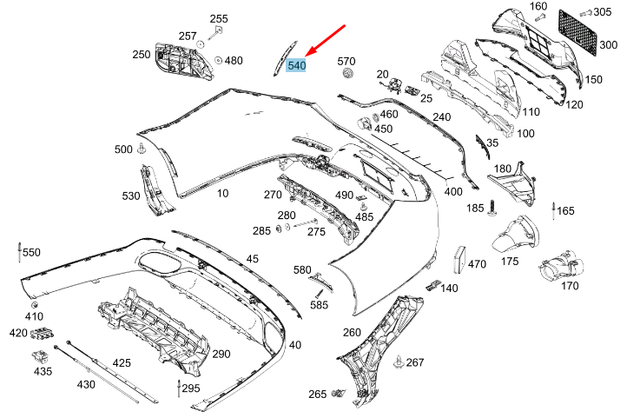 MERCEDES-BENZ CLS C257 Rear Bumper Left Cover Grille A2578851701 ...