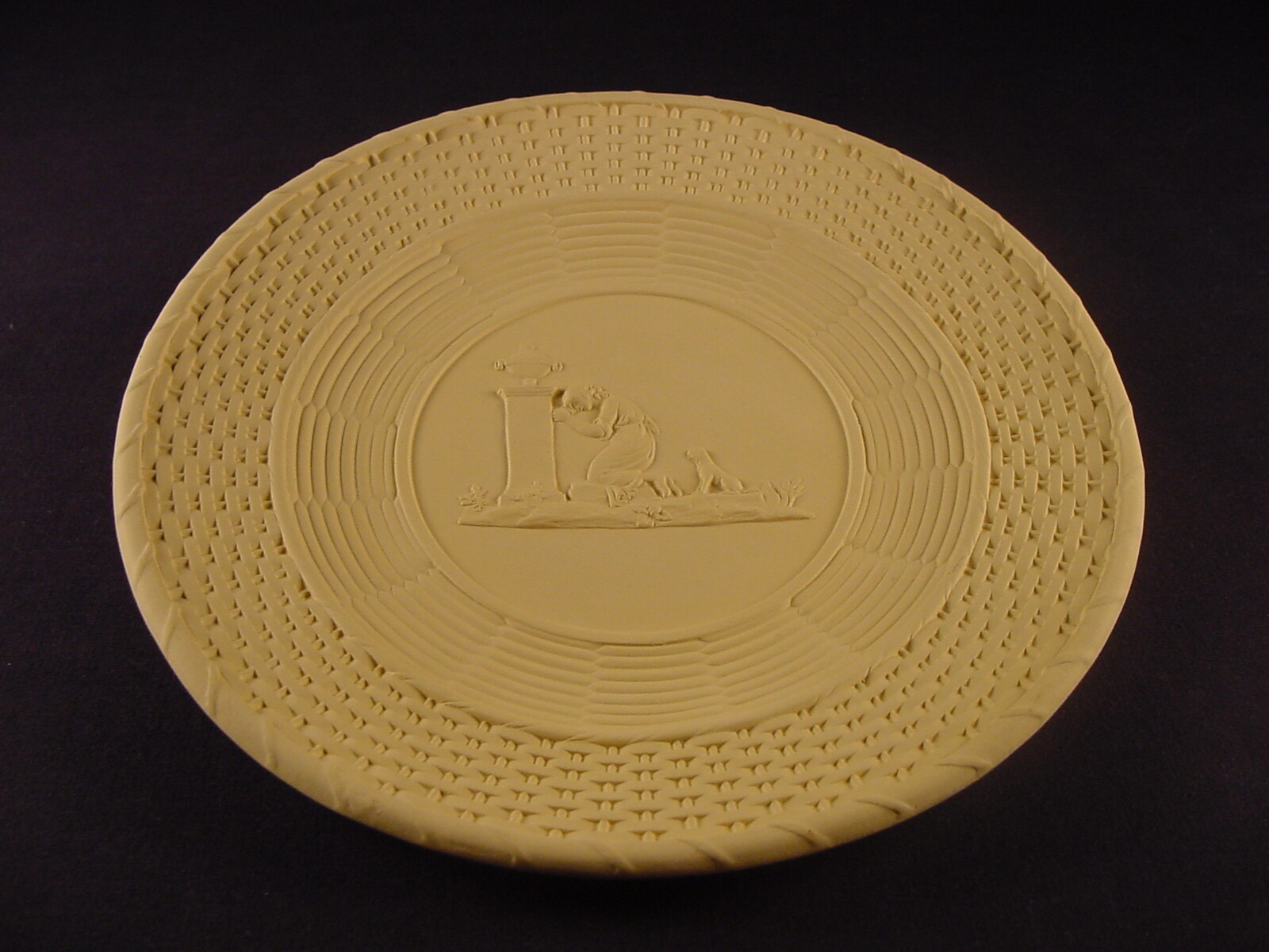 RARE EARLY 1800s RAISED RELIEF DECORATED PLATE #4 CANE CANEWARE YELLOW ...