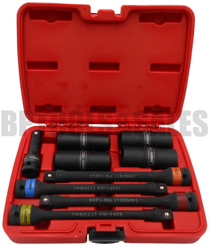 9pc 1/2" DR. Flip Impact Lug Nut Socket (METRIC/SAE) & Torque Extension ...