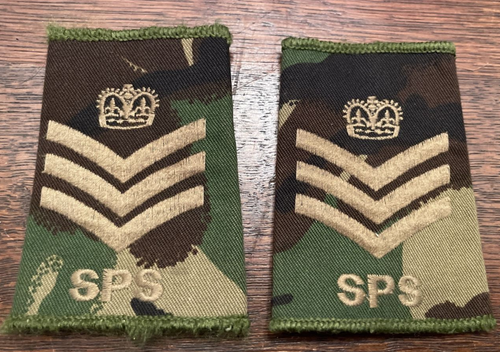 Genuine British Army AGC SPS DPM SSgt Staff Sergeant rank slide Cbt 95 ...