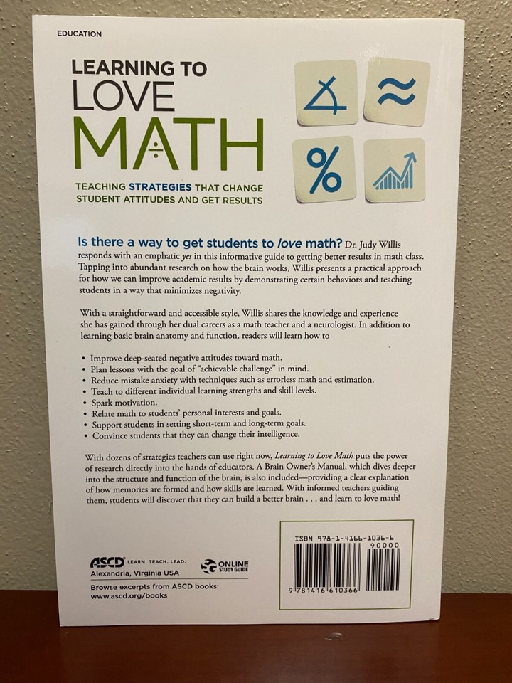 Learning to Love Math: Teaching Strategies... by Judy Willis (Paperback ...