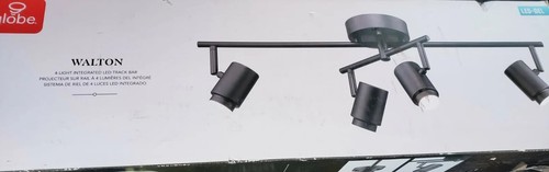 Walton 2 ft. 4-Light Matte Black 29-Watt LED Linear Track Lighting Kit ...
