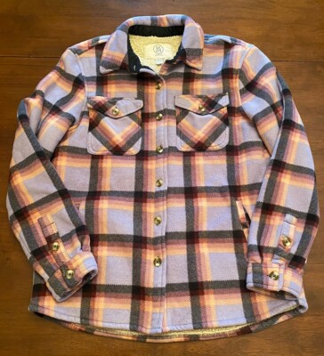 Womens SAGE Collective Shirt Jacket Plaid Fleece Sherpa Lined Shacket ...