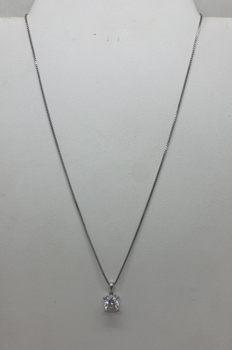 MEDA STERLING SILVER CUBIC ZIRCONIA SOLITAIRE PENDANT NECKLACE CZ 925 ...