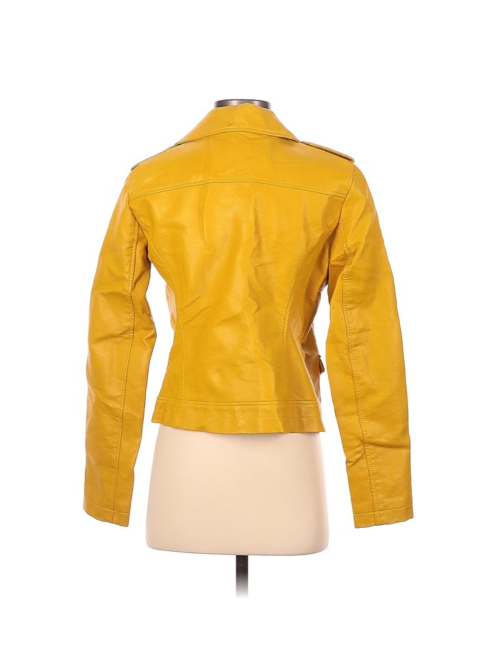 New York & Company Women Yellow Faux Leather Jacket S | eBay