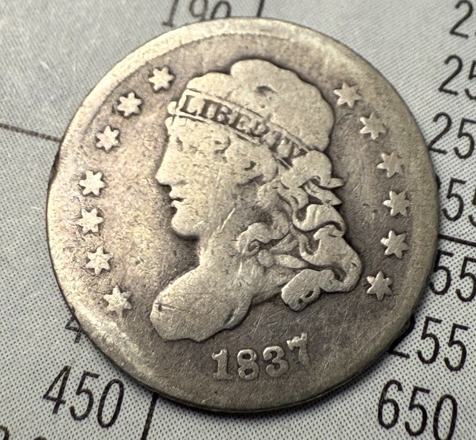 1837 Capped Bust Half Dime Large 5c- Good Details Nice US Silver Type ...