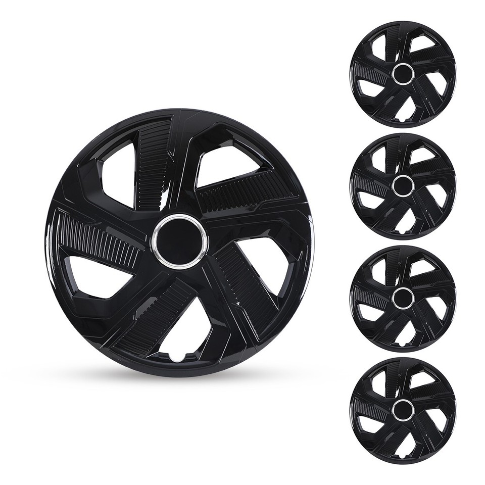 Gloss Black 17" Universal Wheel Covers Hubcaps Set of 4 Snap On for ...