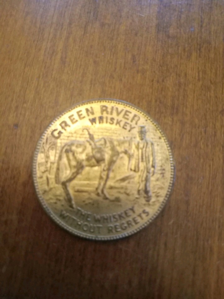 Green River Whiskey Coin Medal Medallion Token It's Lucky To Drink W/O ...