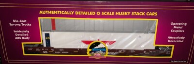 MTH PREMIER BNSF HUSKY STACK CAR! O SCALE INTERMODAL CONTAINERS DOUBLE ...