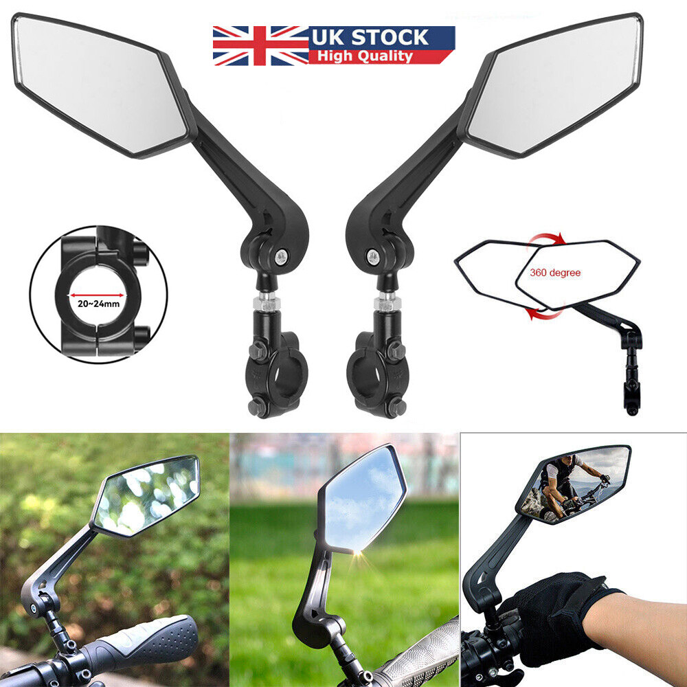 2x Bicycle Bike Cycle Handlebar Rear View Mirrors Rearview Rectangle ...