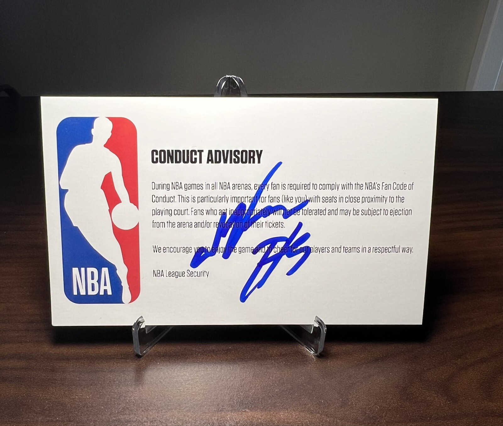 Nikola Vucevic Signed NBA Conduct Advisory Card Chicago Bulls ...