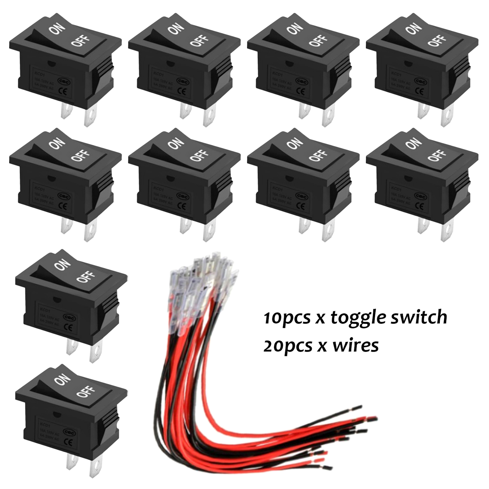 10pcs Auto Mini Rocker Switch Boat With 10pcs Wiring Toggle KCD1 101 TV ...