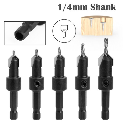 Countersink Drill Bit Set,1/4 inch Hex Shank Milling Cutter Screw ...