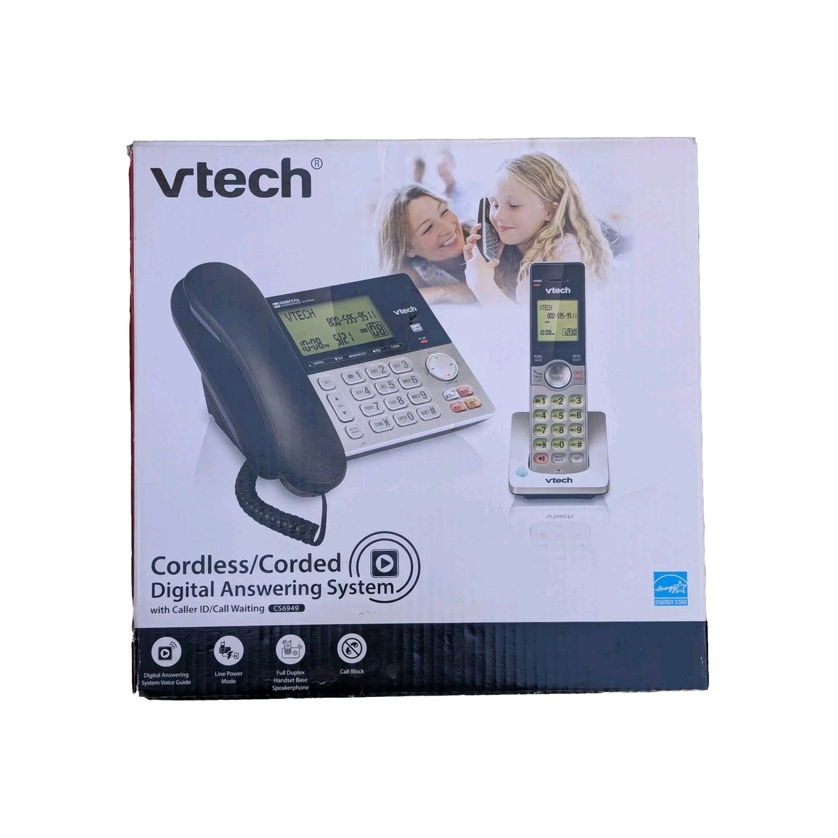 Corded Cordless Phones Vtech Corded/Cordless Phone System With