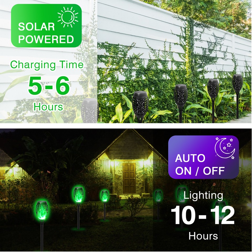 Solar Lights Outdoor with Flickering Flame Solar Torch Light Solar ...