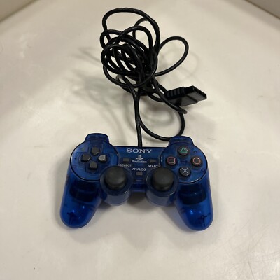 Sony PlayStation PS1 PS2 Controller Clear Blue Dual Shock SCPH-10010 ...