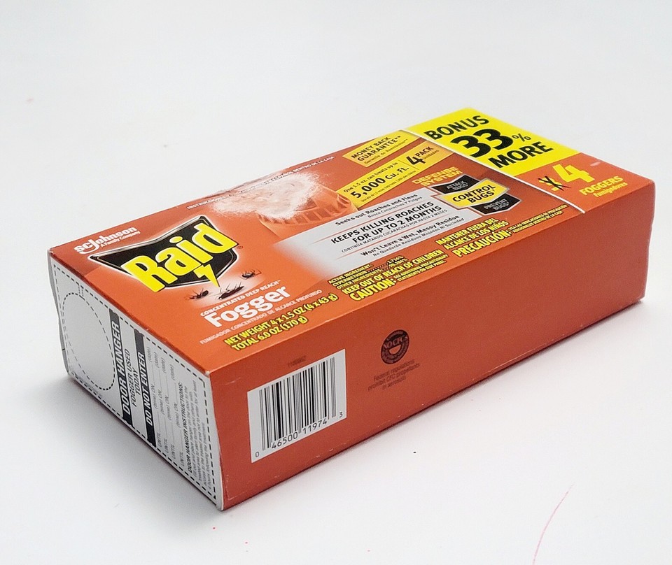 4 PACK Raid Concentrated Deep Reach Fogger 1.5 oz Foggers Roach Flea ...