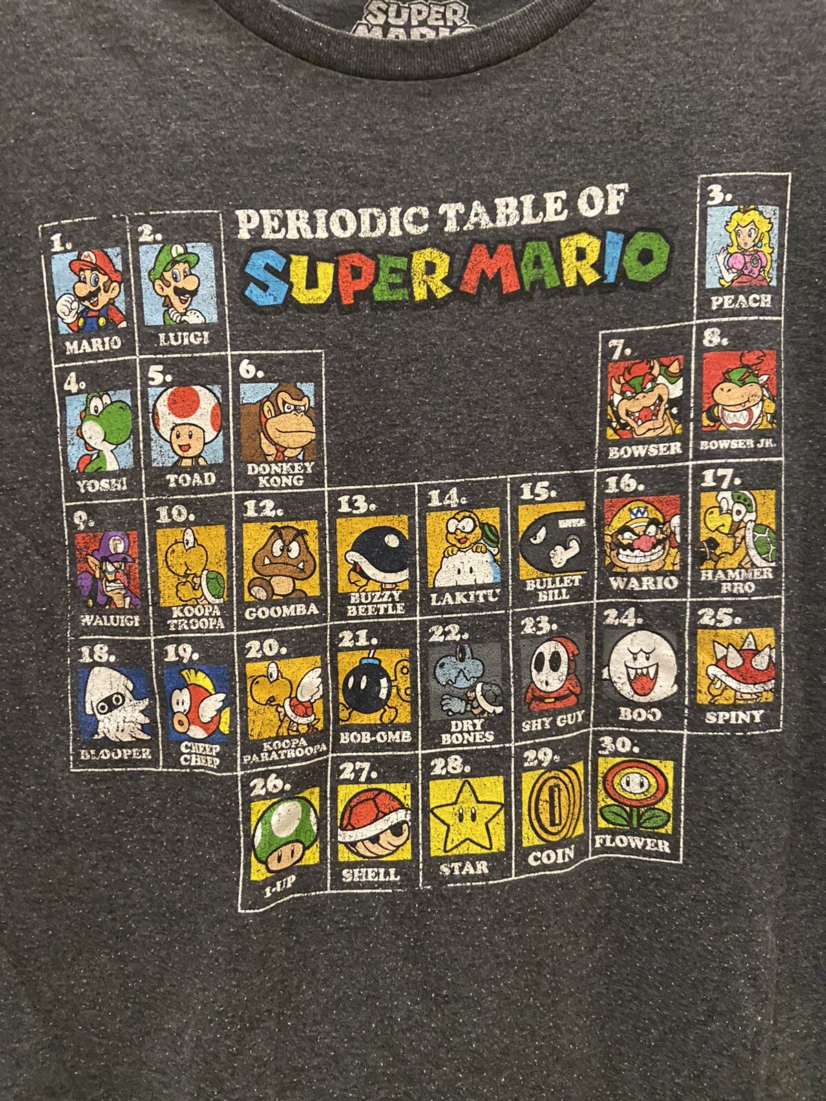Super Mario Periodic Table Of Super Mario T Shirt Gra… - Gem
