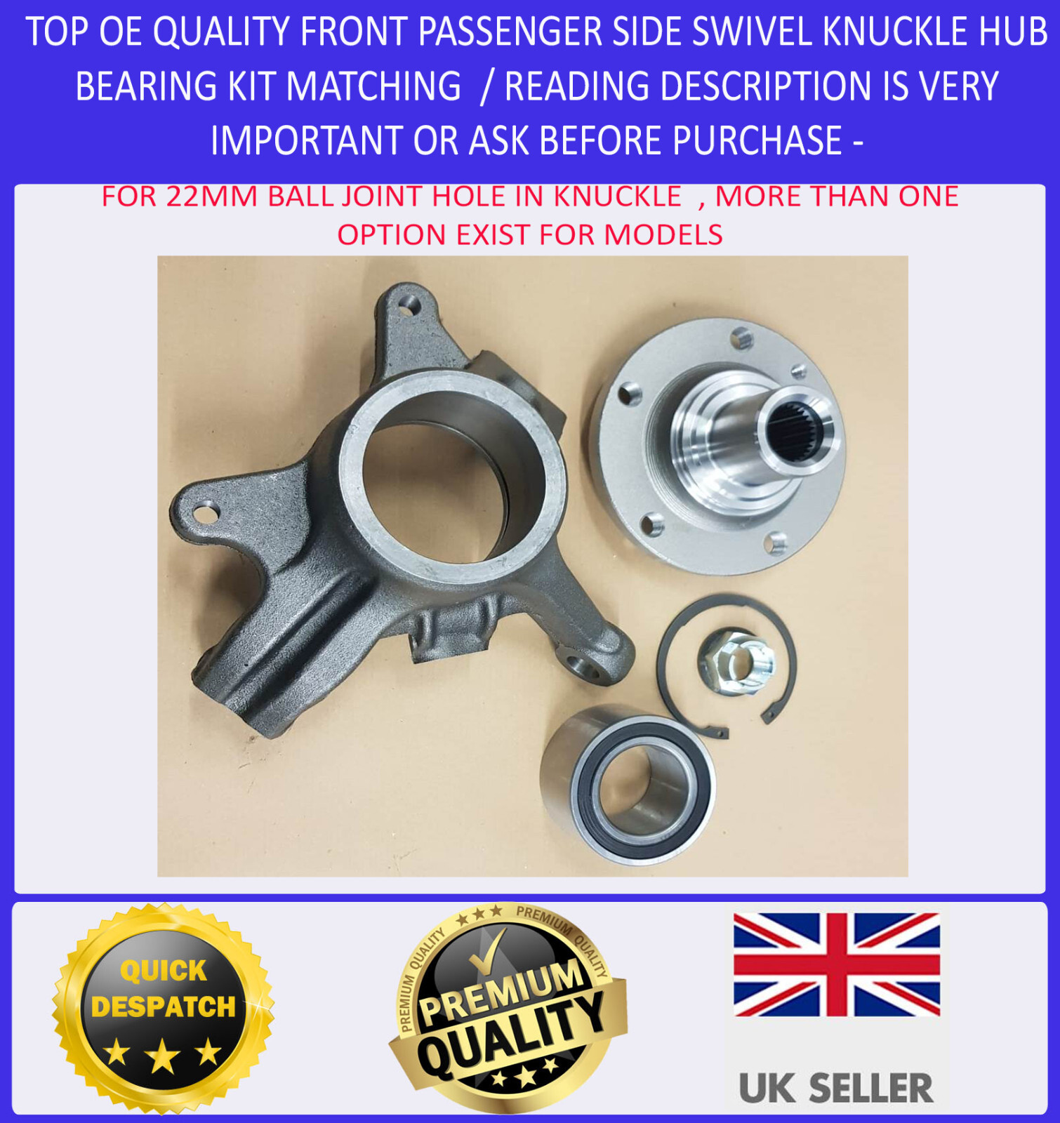 FOR RENAULT MASTER MOVANO INTERSTAR FRONT WHEEL BEARING SWIVEL KNUCKLE ...