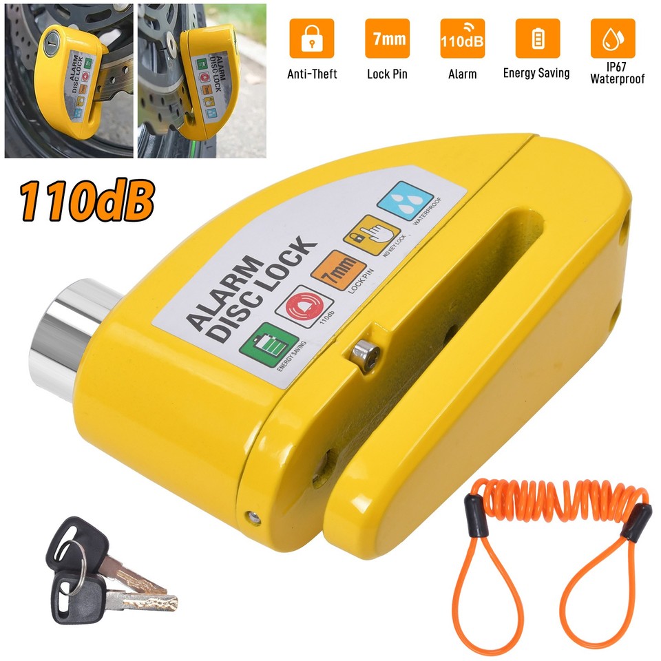 Motorcycle Alarm Disc Brake Lock Anti Theft Security Wheel Disc Lock ...
