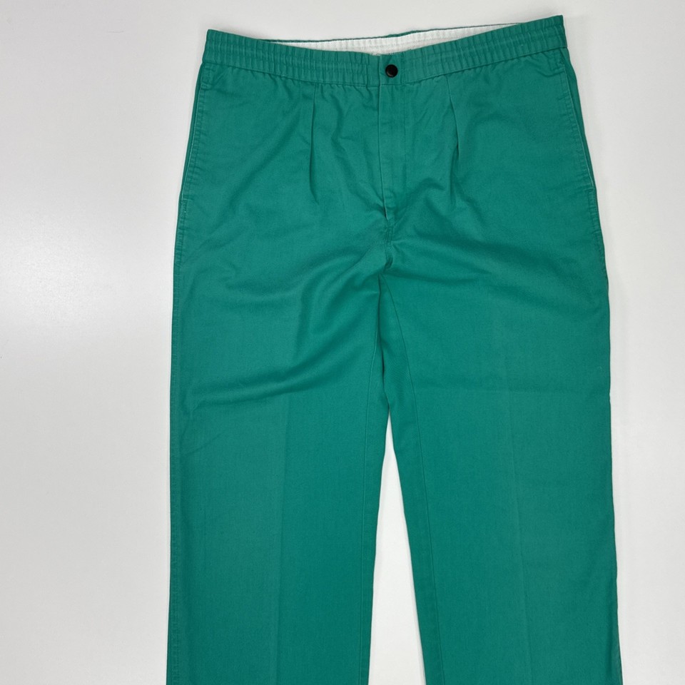 IZOD Lacoste Medium Green Mens Golf Pants Solid Retro Pleated Straight ...