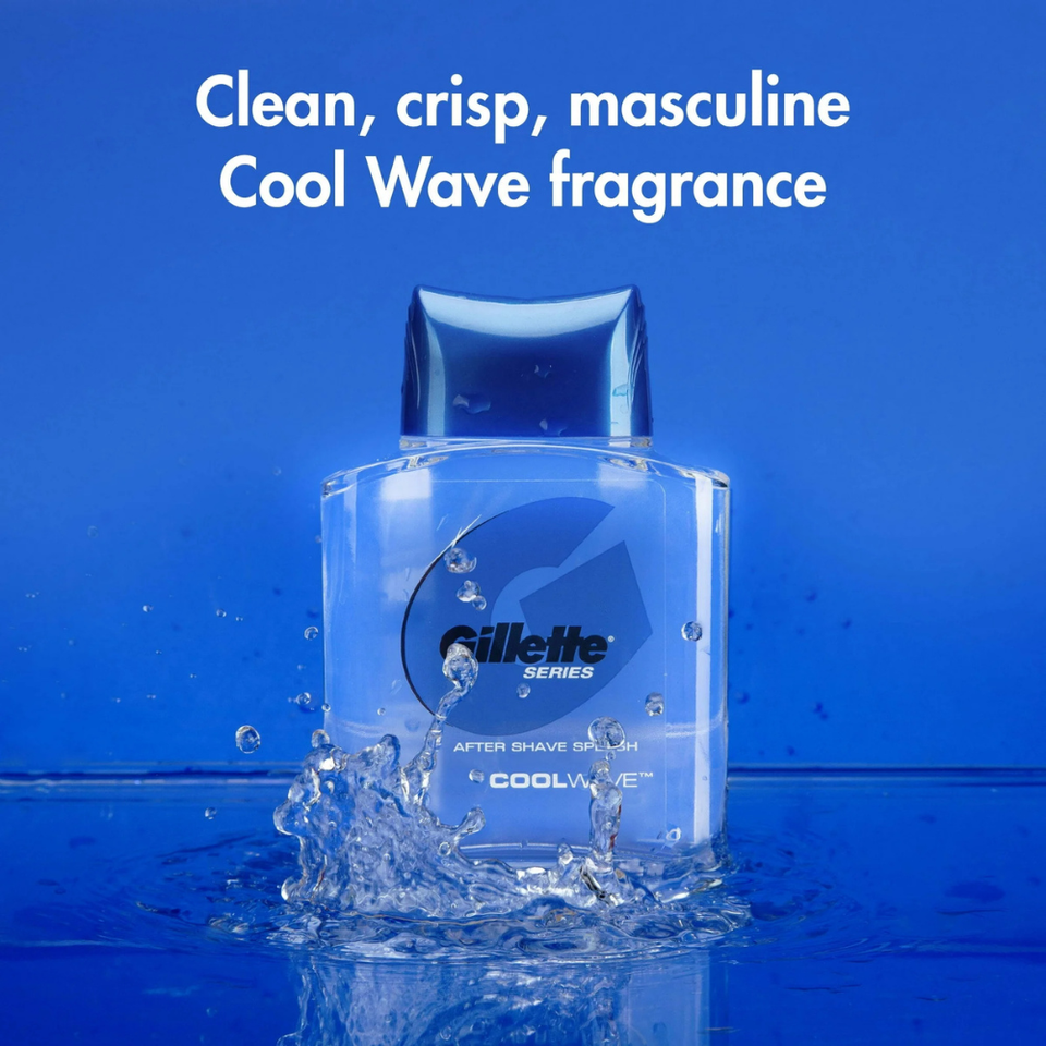 Gillette Series Aftershave Splash for Men, Cool Wave Scent, 3.3 oz ...
