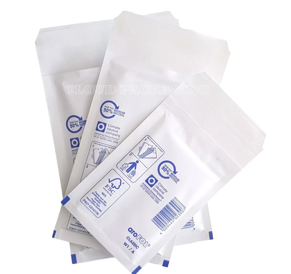 GOLD WHITE AROFOL GENUINE BUBBLE PADDED ENVELOPES MAILERS BAGS ALL ...