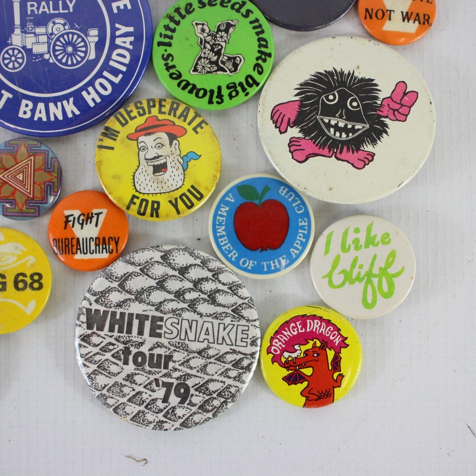 Vintage Pin Badges Bundle 64x British Pop Culture Novelty Punk Arts ...