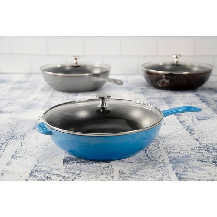 Staub 10", 2.9-Quart Enameled Cast Iron Daily Pan With Glass Lid-Select ...