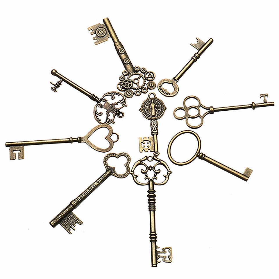 9pcs Large Skeleton Keys Vintage style Skeleton Keys Collection ...