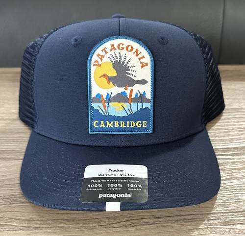 Patagonia Cambridge MA Massachusetts Blue Cap Trucker Mid Crown Hat ...