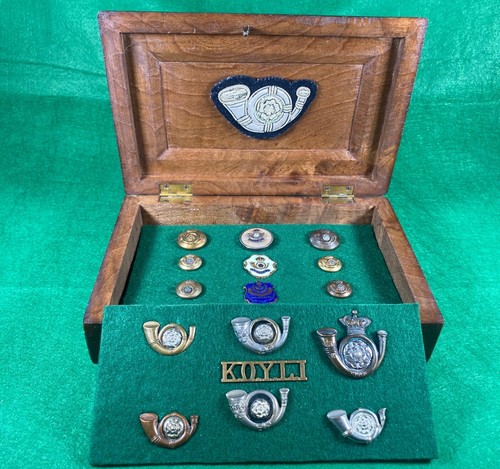 KOYLI King's Own Yorkshire Light Infantry Badge collection in carved ...