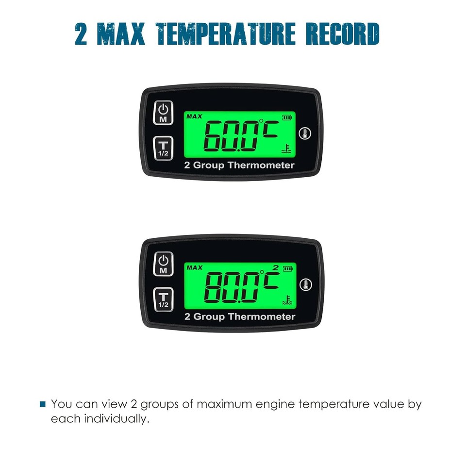 Digital Engine Temp meter Thermometer Backlight for Tractor ATV UTV ...